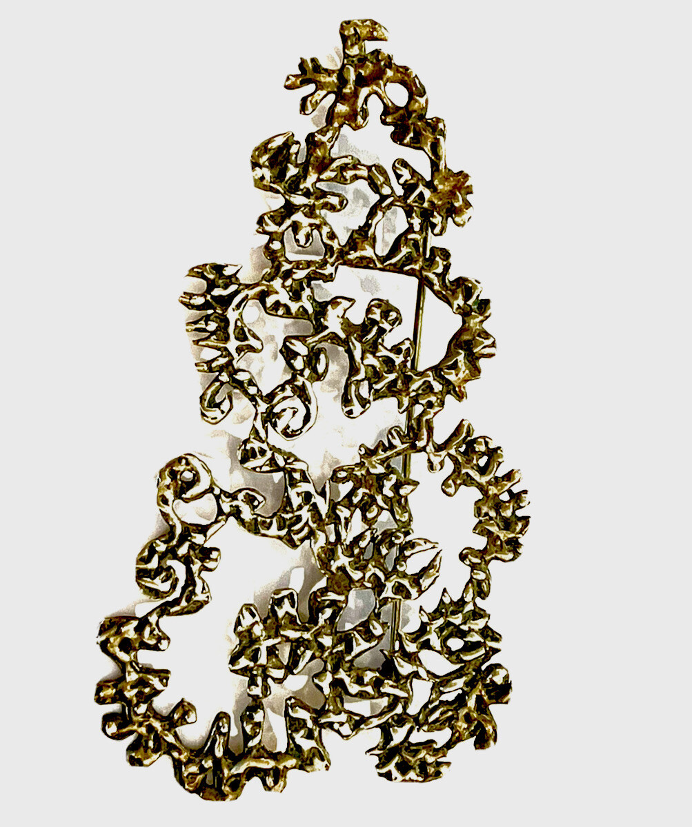 Large Vintage israeli pendant brooch silver 925 brutalist style Bier ...