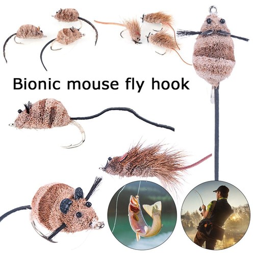 Trout Bass Hair Mouse Lure Fly Float Rat Hook Fishing Lures Bait ...