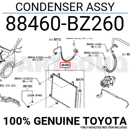 88460BZ260 Genuine Toyota CONDENSER ASSY 88460-BZ260 | eBay
