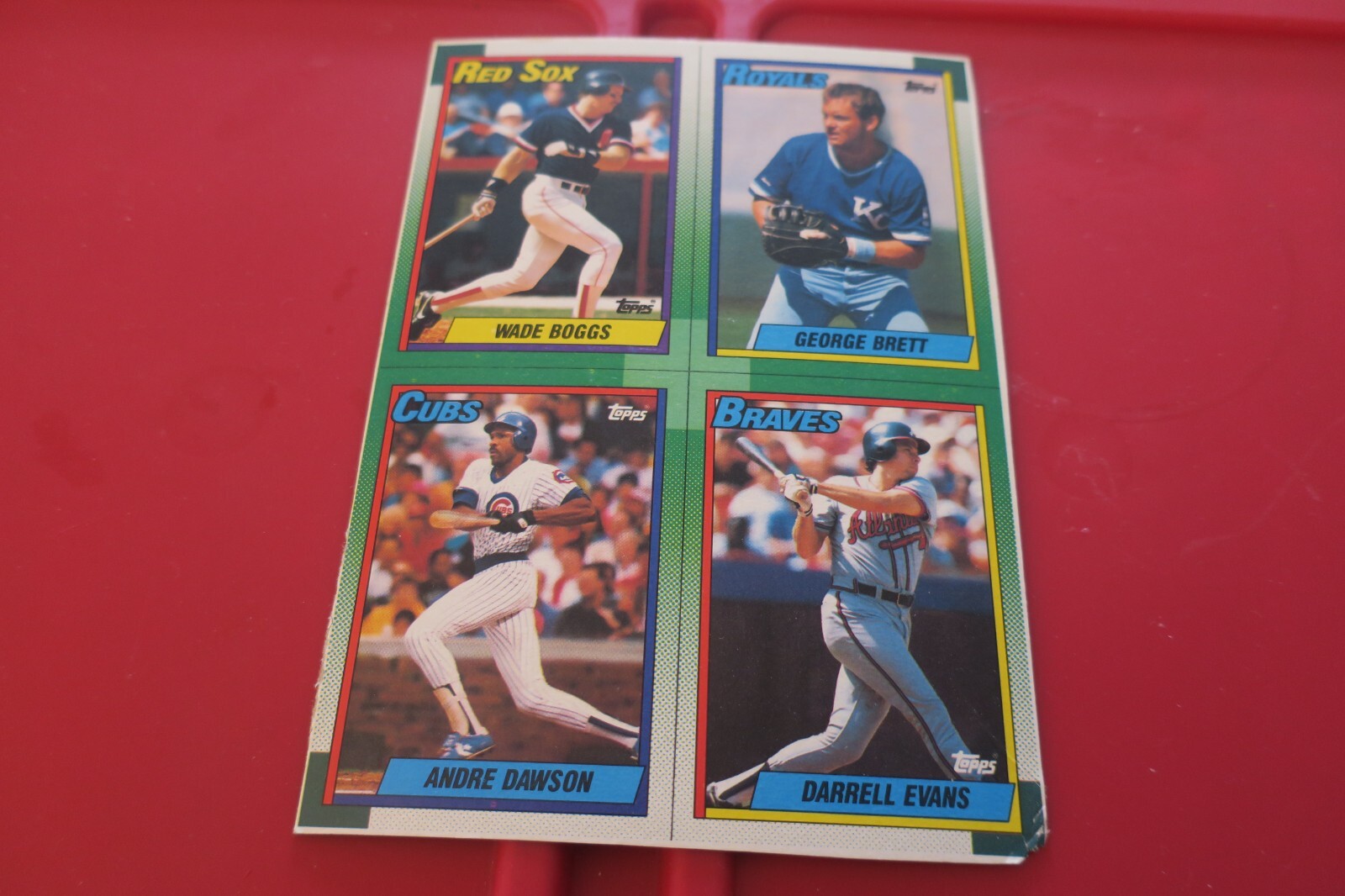 1990 Topps Uncut 4 Players Panel. HOF Brett, Dawson, Boggs; Also D ...