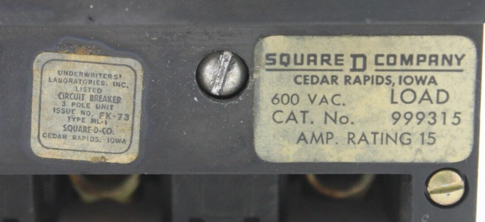 Square D 999315 15 Amp Circuit Breaker (No Lugs) | eBay