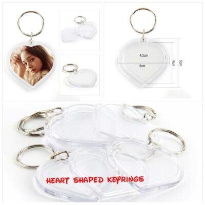ACRYLIC HEART SHAPE (4.2X4.0CM) CLEAR, BLANK KEYRINGS DUAL SIDED, LOVE ...