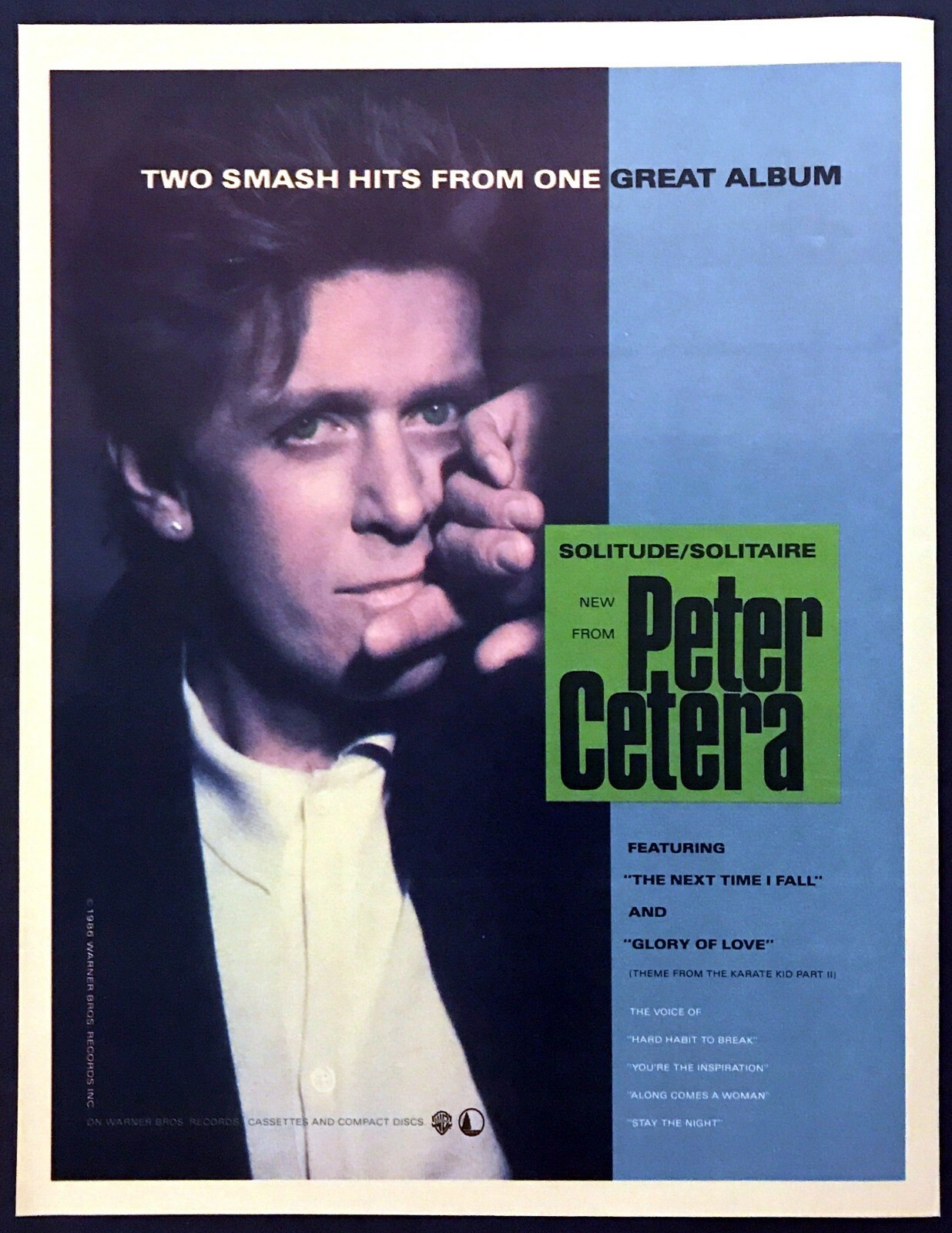 1986 Peter Cetera photo "Solitude/Solitaire" Album Release vintage ...