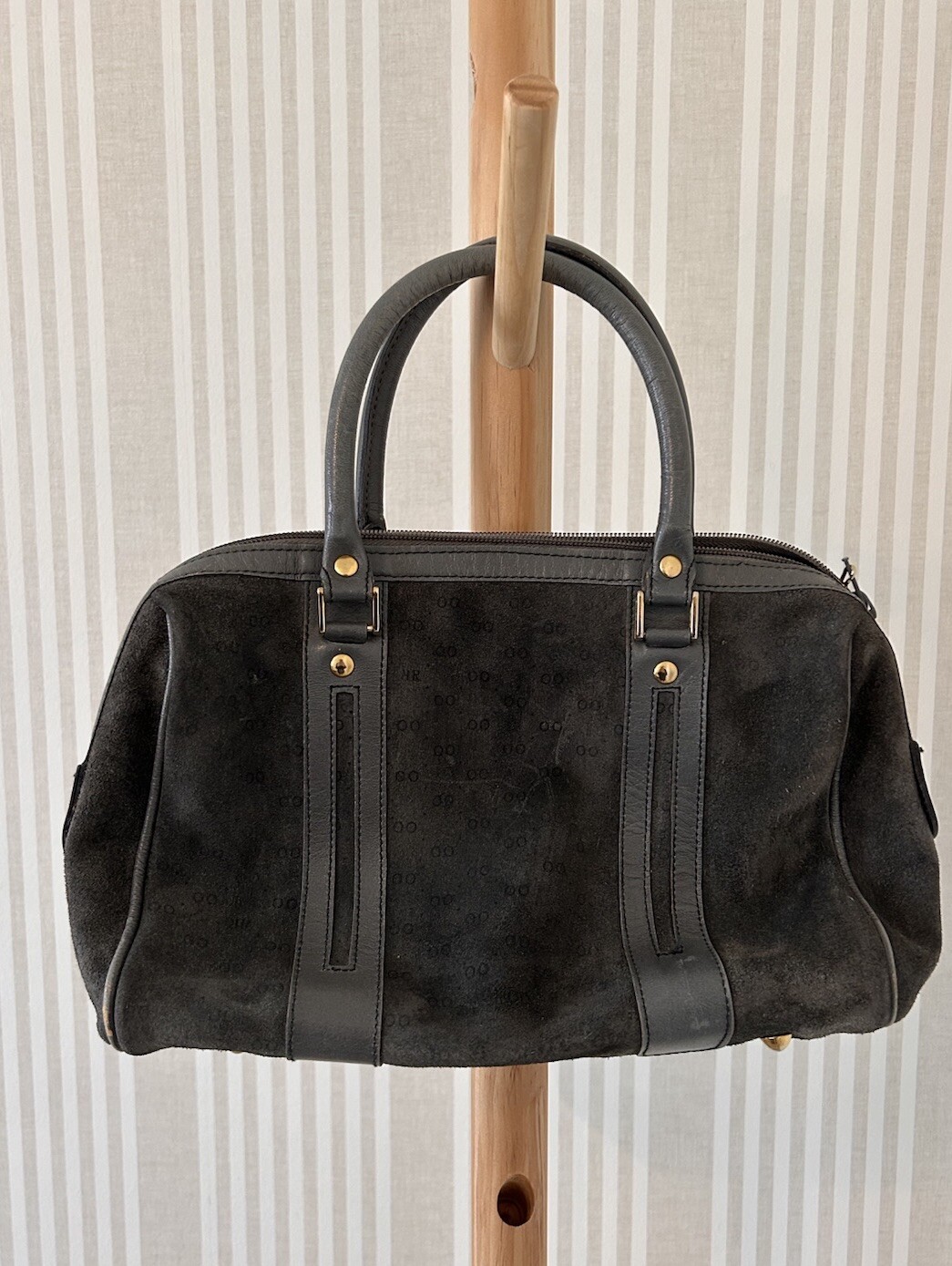 Vintage Rappi Gray Italian Suede Leather Satchel Hand… - Gem