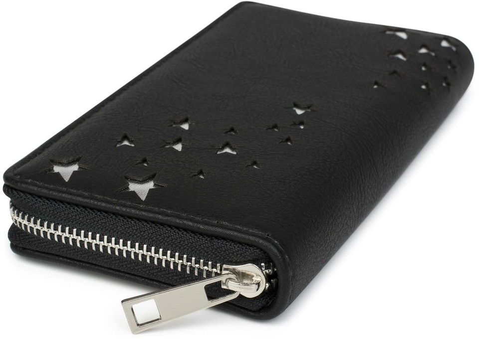 Damen Portemonnaie Metallic Stern Cut-Outs, Reißverschluss, Geldbörse ...