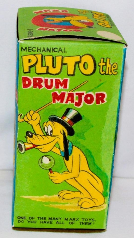 EX! DISNEY1950s" PLUTO THE DRUM MAJOR" TIN WIND-UP TOY+HORN SOUND+RE ...