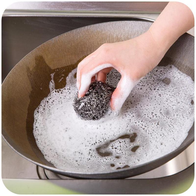 3 Large Stainless Steel Kitchen Metal Scrubs Sponge Pot Pan Scrubber ...