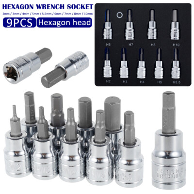 9Pcs Hex Bit Socket Set Sturdy Allen Key Sockets Professional 3/8inch ...