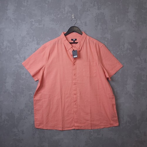 Jacamo Shirt Men's Size 3XL Peach Linen Short Sleeve Casual Collared ...
