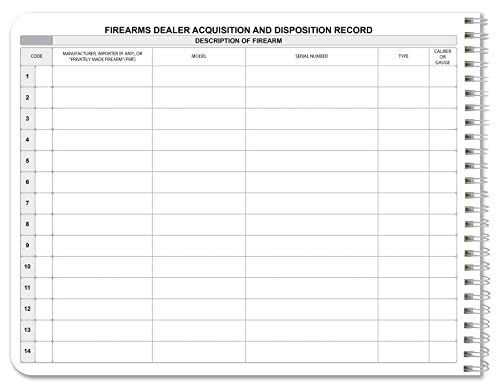 Federal Firearms License Log 100 Pages FFL Book Bound Record Landscape ...
