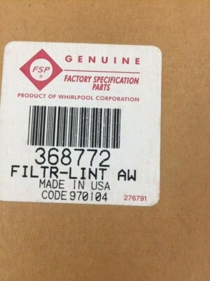 Whirlpool Washing Machine Lint Filter 368772 | eBay