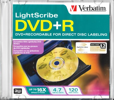 Verbatim LightScribe DVD+R Recordable Disc 4.7GB 120M 16X | eBay Australia