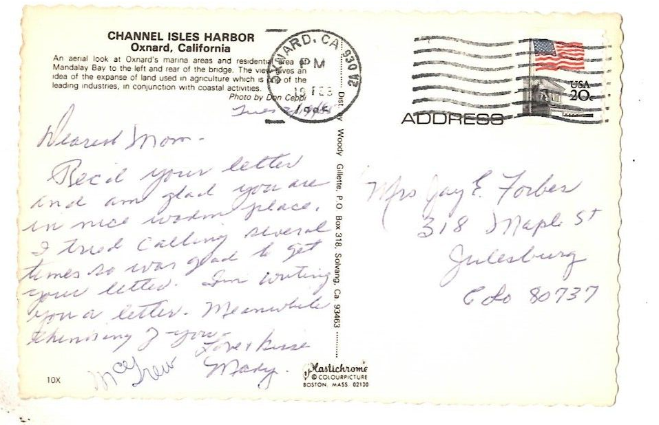 Postcard 1985 Channel Isles Harbor Oxnard California Aerial View Marina ...