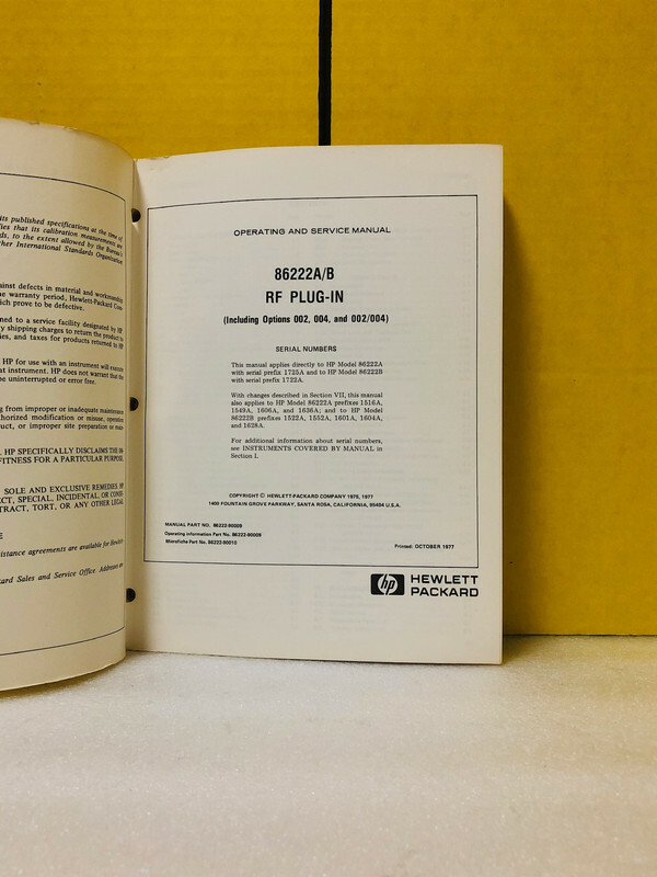 HP 86222-90009 86222A/B RF Plug-In Operating & Service Manual | eBay