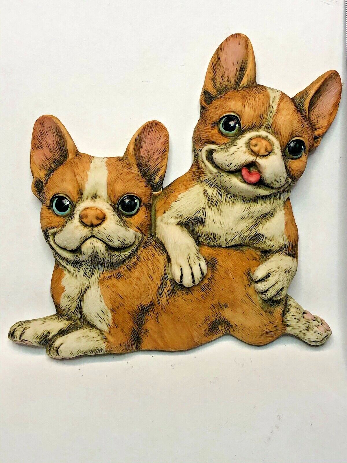 Neil Eyre Designs puppy dog Fawn Buff Brown Brindle Boston terrier ...