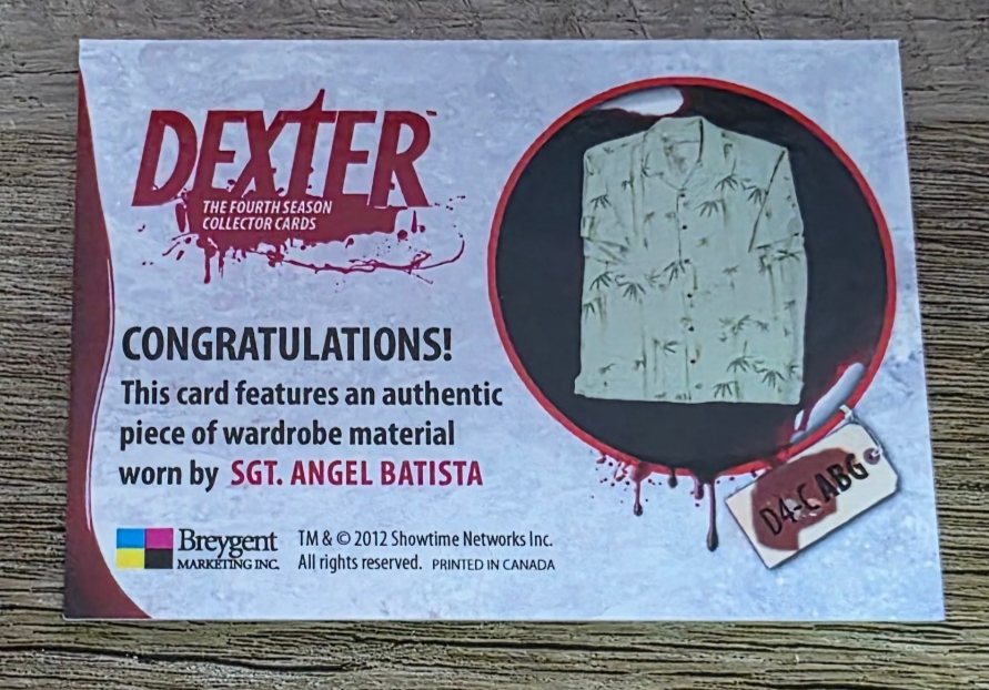 Breygent Dexter The Fourth Season 4 D4-C ABG SGT. Angel Batista Costume ...