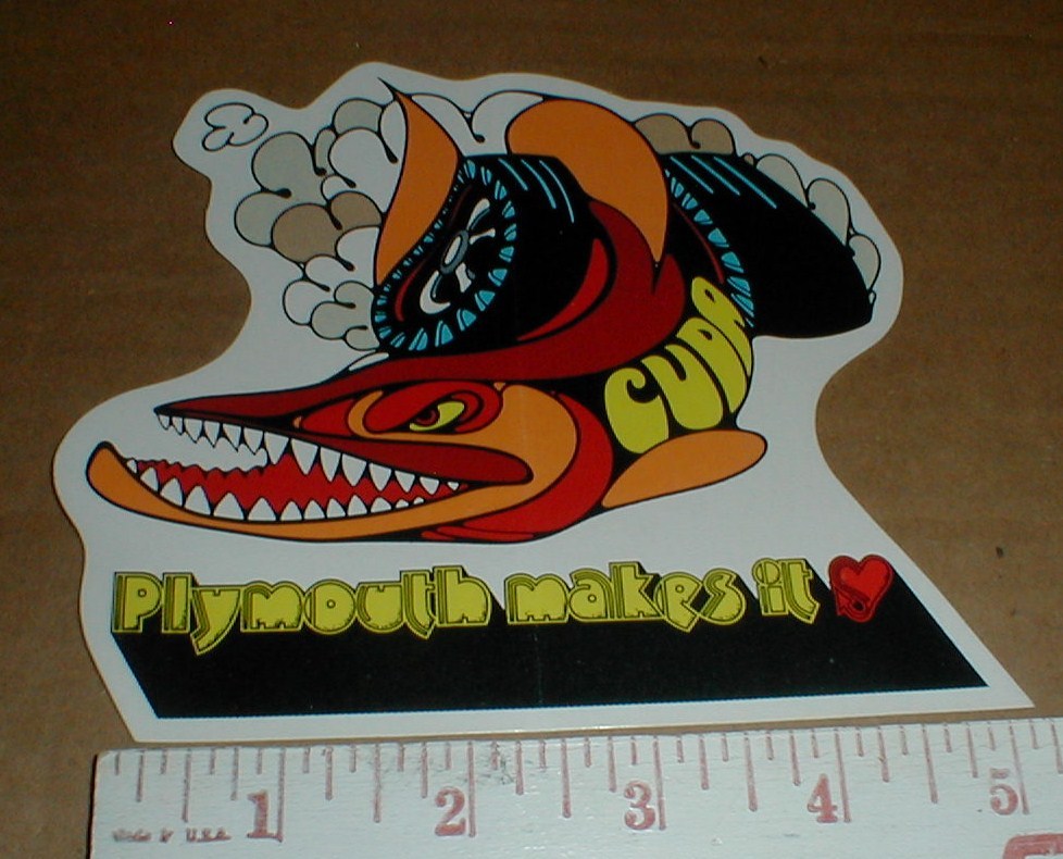 2 Mopar Plymouth Makes It Cuda vtg old drag racing decal stickers ...