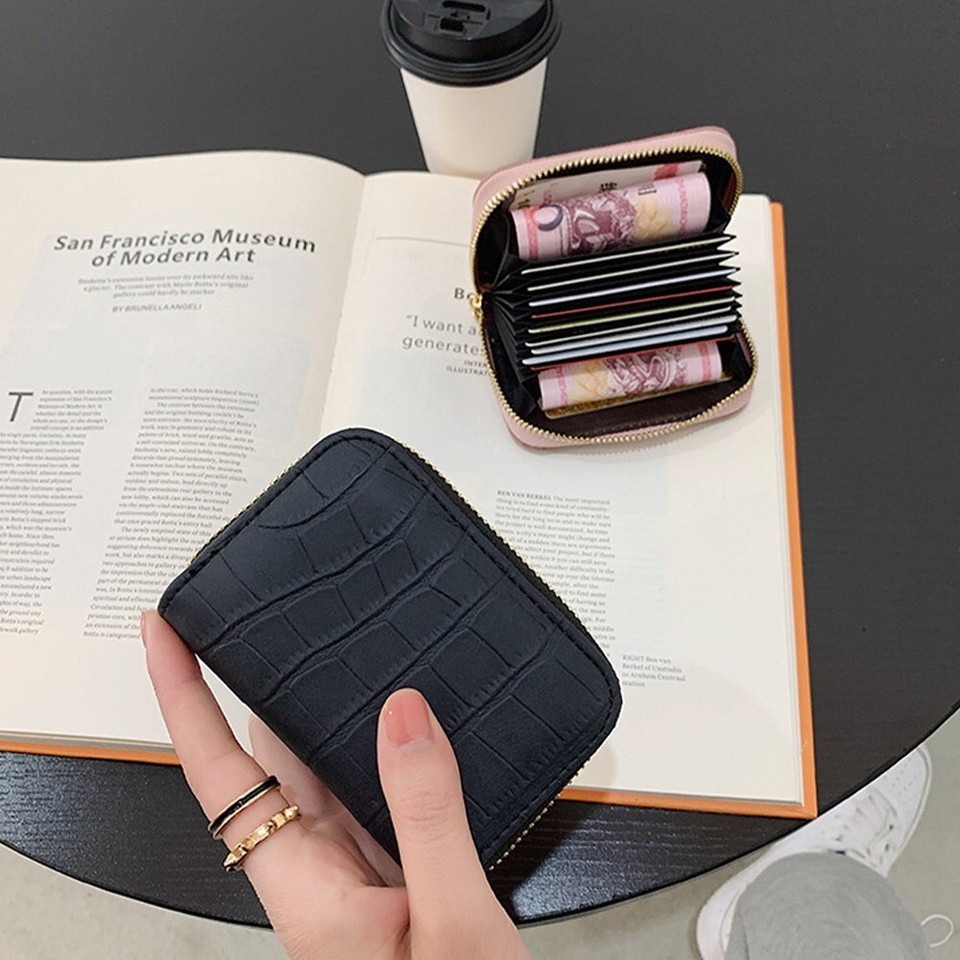 Men Women RFID Blk Leather 36 Slots Multi Credit Card Holder Large ...