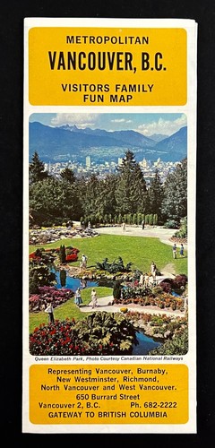 1968 Metropolitan Vancouver BC Family Fun Map VTG Travel Brochure ...