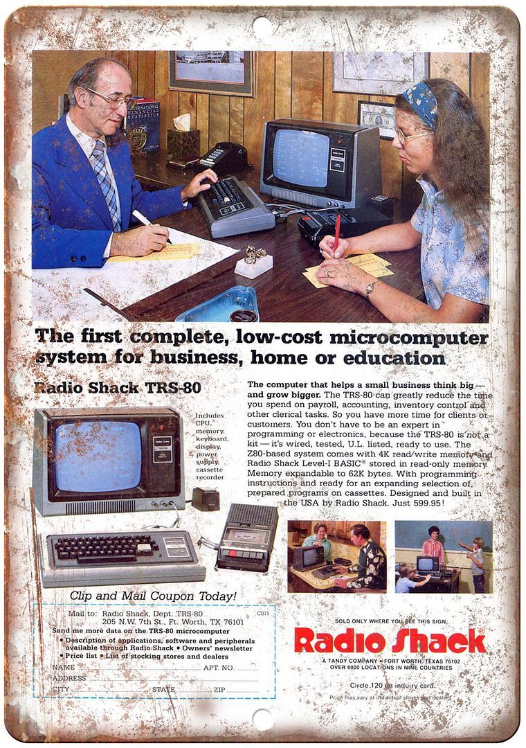 Radio Shack TRS-80 Micro Computer System Vintage Reproduction Metal ...