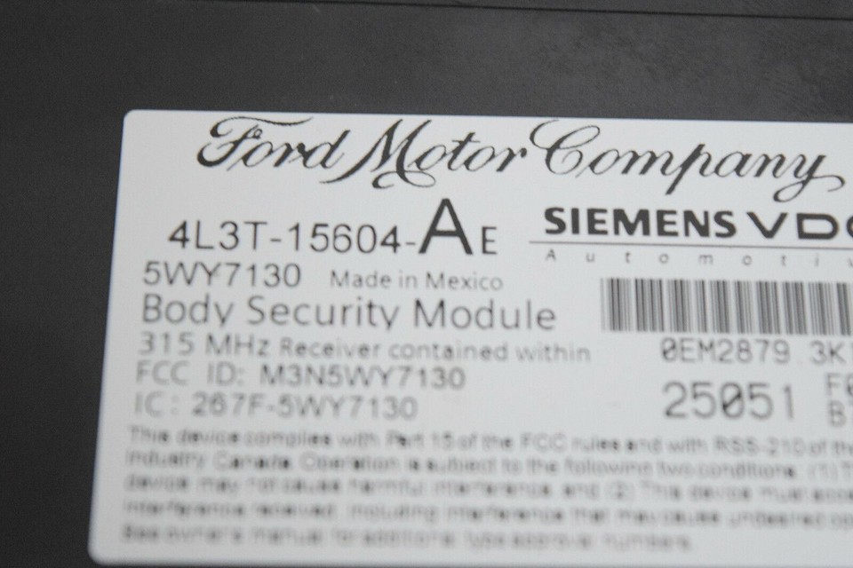 04 05 06 Ford F150 Anti Theft Keyless Entry Body Security Module 4L3T ...