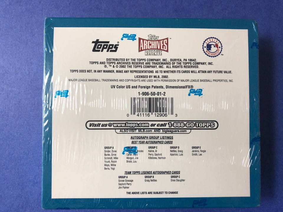 2002 Topps Archive Reserve Best Years Baseball Hobby Box | eBay