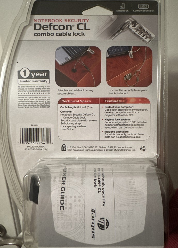 Laptop Cable Lock Targus Defcon CL Combination Lock Combo 6.5' 2m | eBay