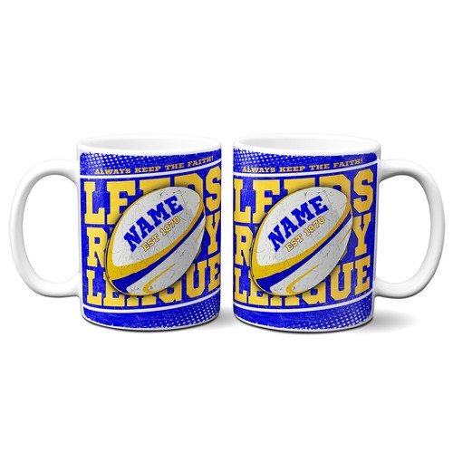 Personalised Leeds Rhinos Mug Rugby League Cup Birthday Dad Fathers ...