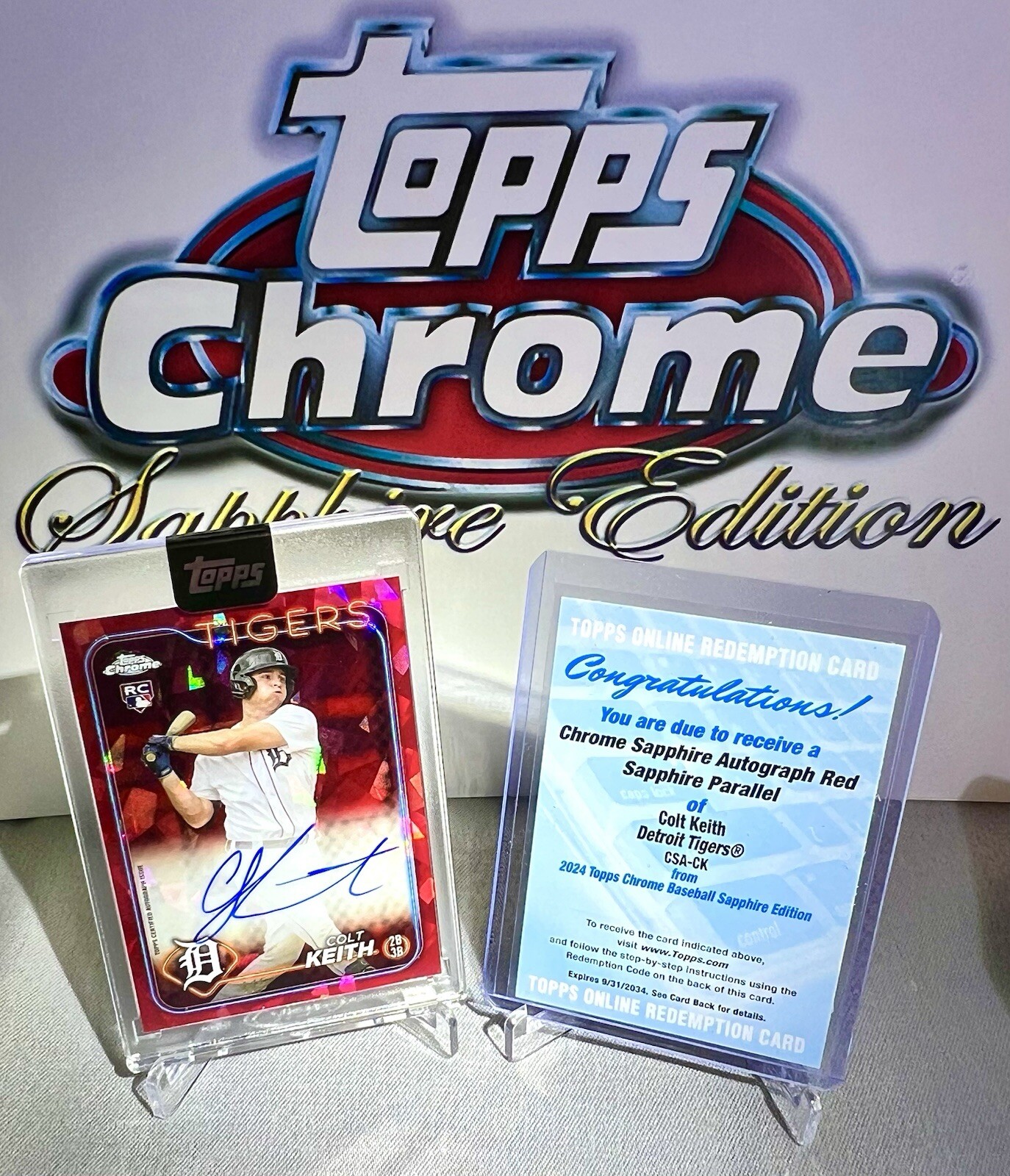 Colt Keith 2024 Topps Chrome Sapphire RED AUTO /5 Detroit Tigers RC ...