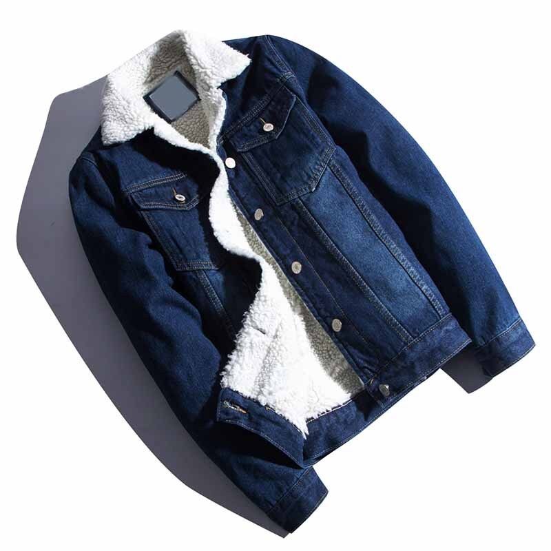 Winter Warm Mens Fleece Lined Denim Jacket Wool Sherpa Trucker Coat ...