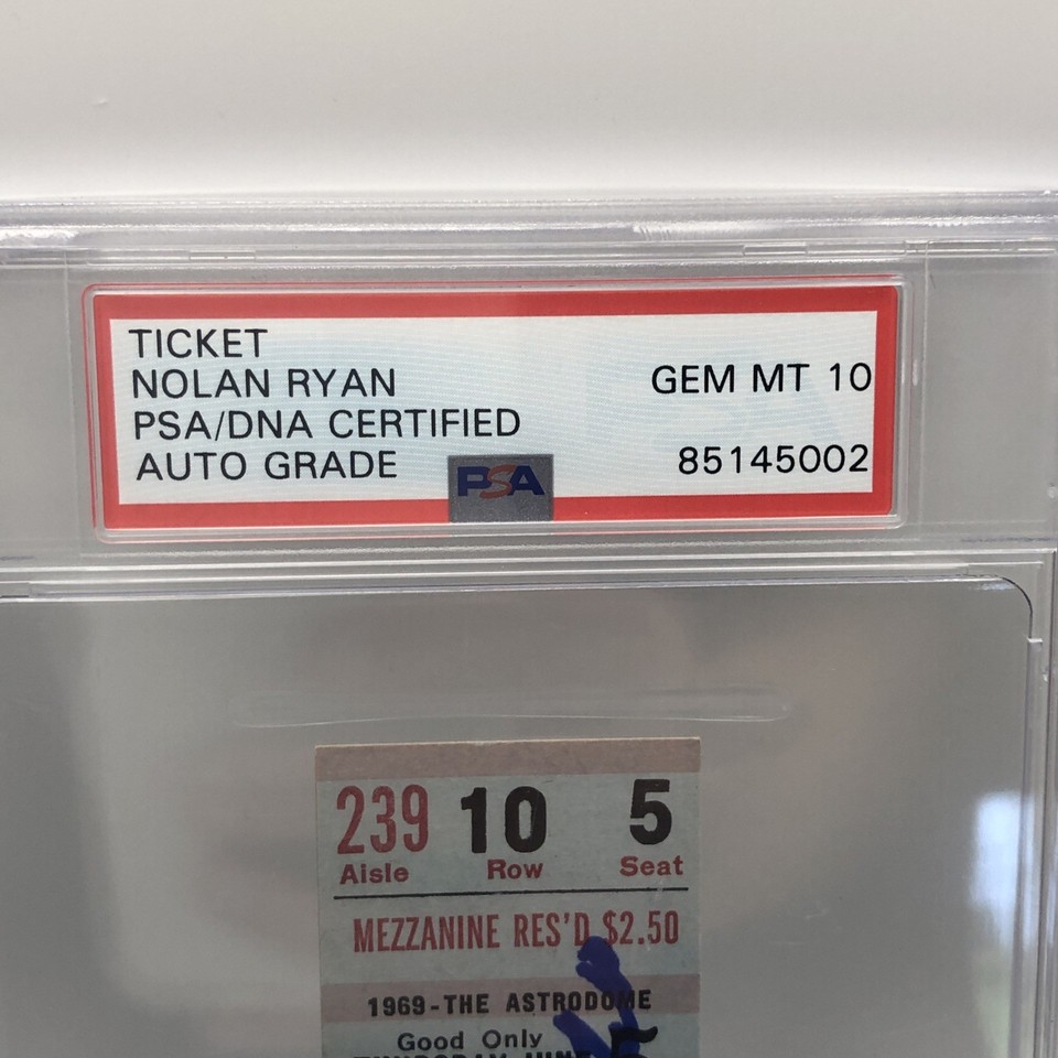 Nolan Ryan Autographed 1969 PSA 10 RARE Houston Astros Ticket! | eBay