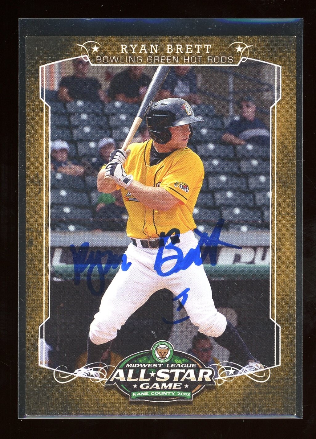 2012 Bowling Green Hot Rods RYAN BRETT Signed Card autograph auto RAYS ...