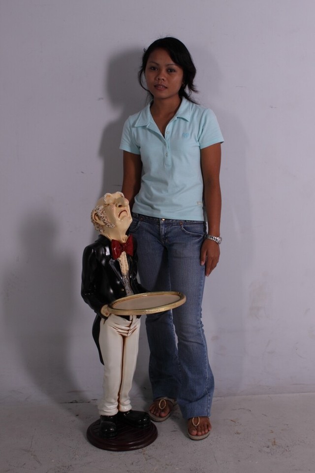 Small Connoisseur Waiter Butler Statue Resin Restaurant Theme Home ...