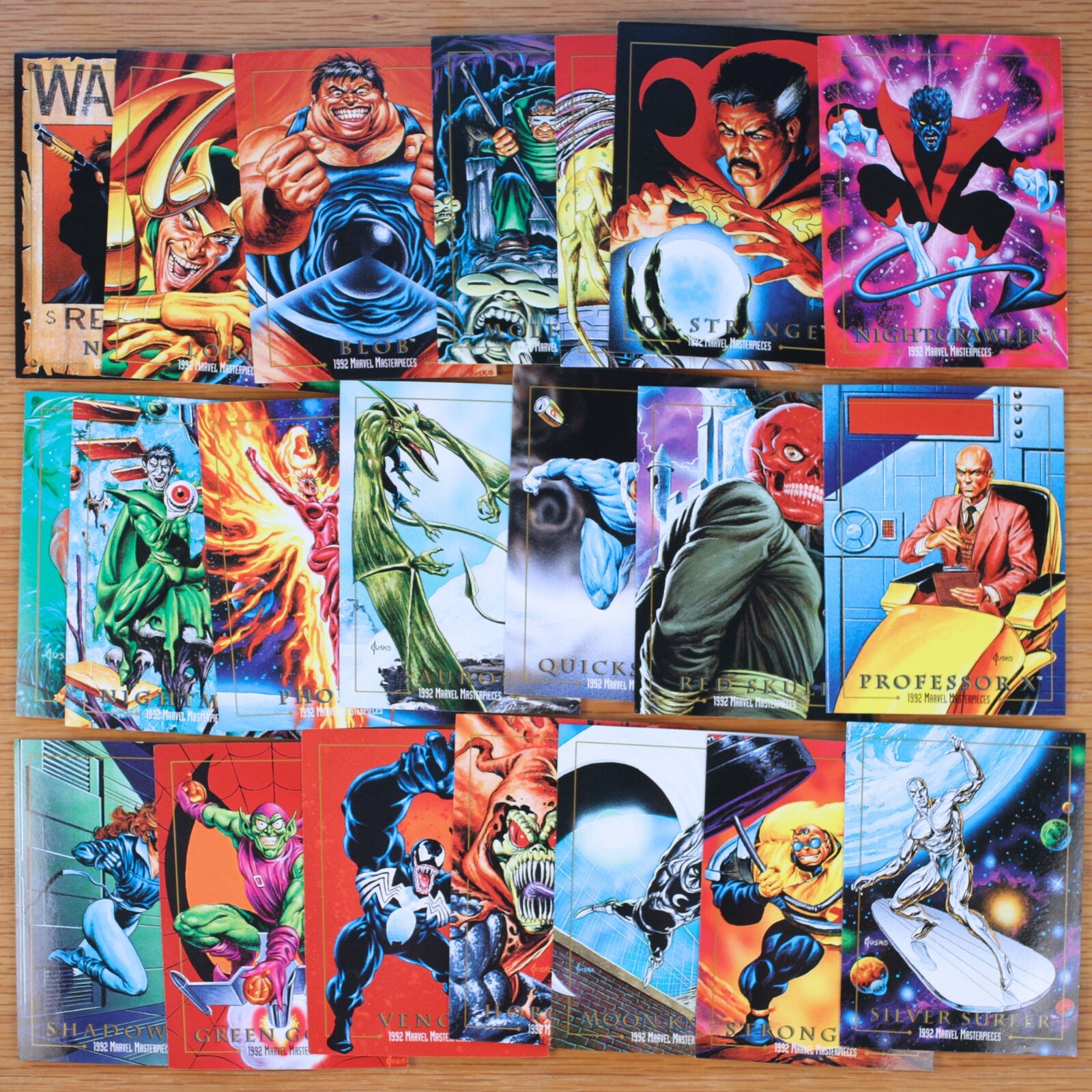 Lot of 21 Marvel Masterpieces 1992 Trading Cards & Hulk Promo *NM* 1992 ...