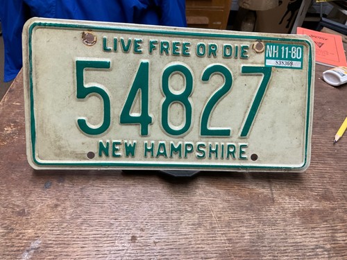 License Plate Vintage New Hampshire “Live Free Or Die” 54827 1980 ...
