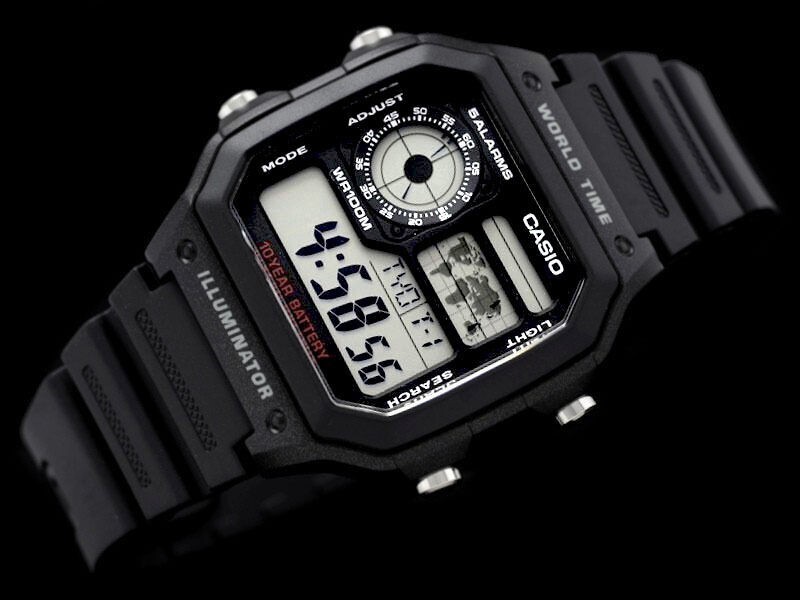 Casio AE-1200WH-1AV Royale Digital Sport Watch WR100 World Time Alarm ...