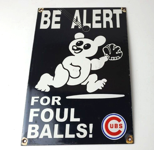 Vintage Cubs Wrigley Field Sign - MLB Baseball Stadium Porcelain Gas ...