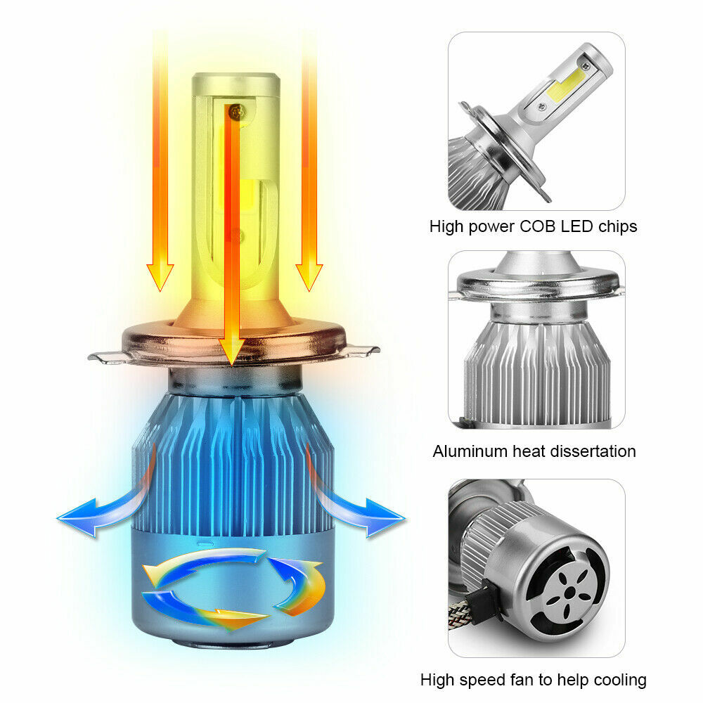 FOR FORD FUSION 2002-2012 Headlight Car LED Kit set 2x H4 Bulbs PURE ...