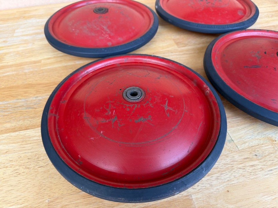 Lot of 4 Matching 12” OFFICIAL SOAP BOX DERBY RUBBER TIRES METAL RED ...
