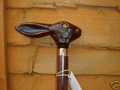 HARE/RABBIT HEAD ON WALKING STICK/CANE | eBay UK