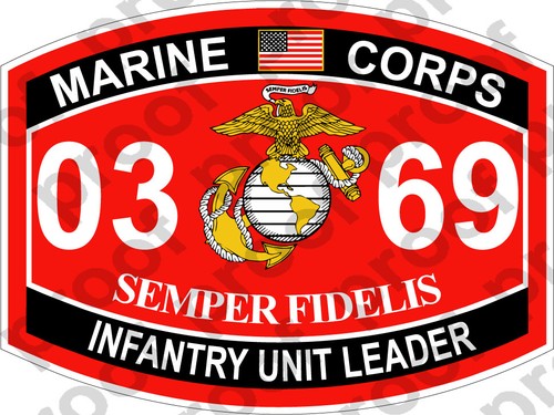 STICKER USMC MOS 0369 INFANTRY UNIT LEADER ooo USMC Lisc No 20187 | eBay