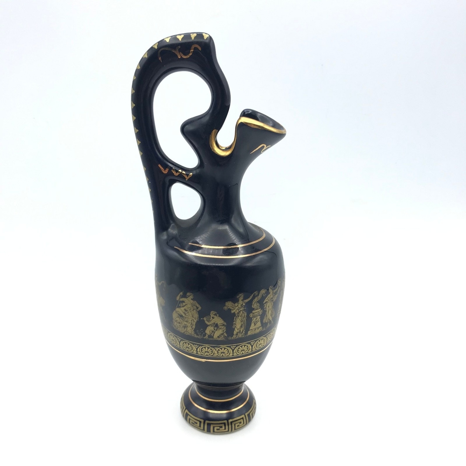 KE Greece Handmade Pottery Pitcher Vase Greek Gods Mythology 24k Gold ...
