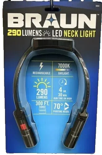 290 Lumen LED Neck Light Rechargeable Reading Jogging BBQ Mechanic ...