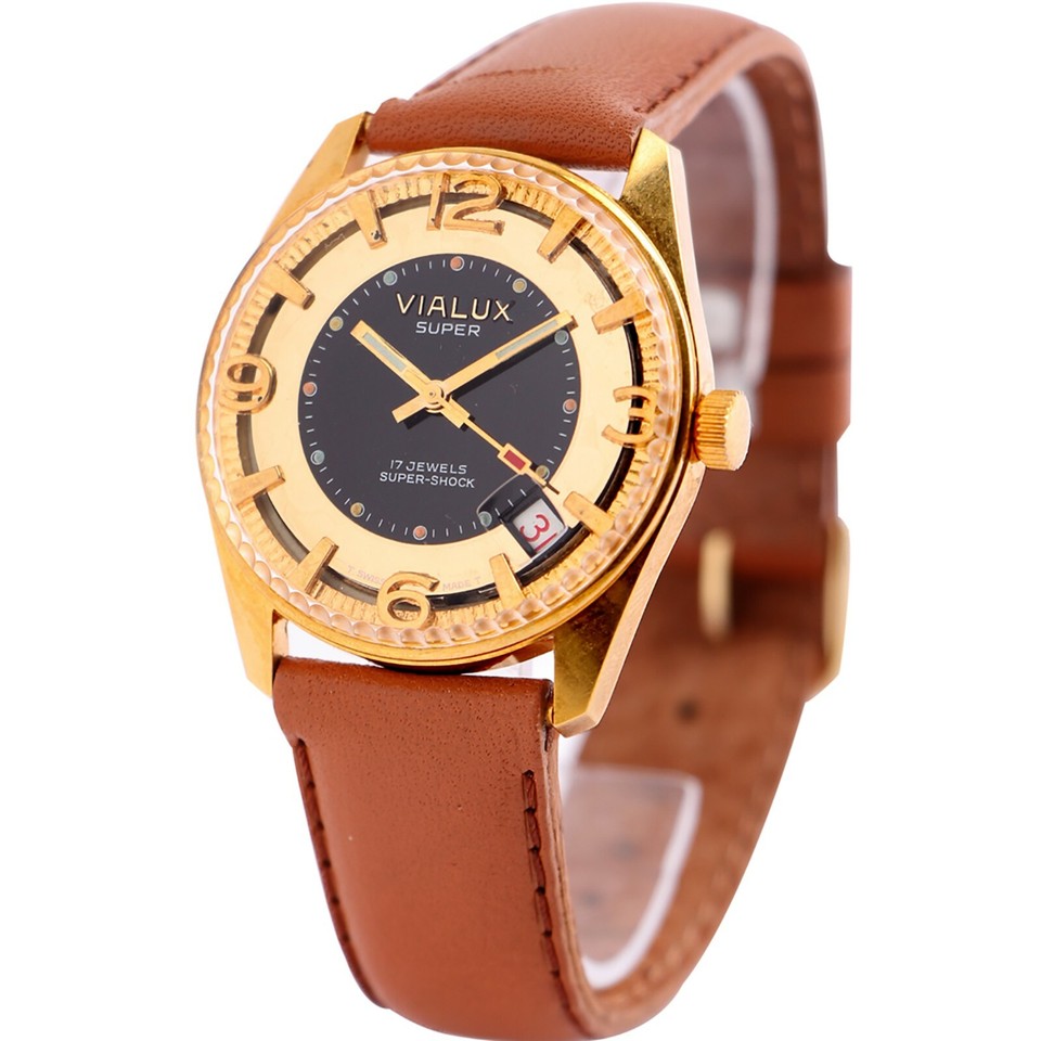 Swiss leather watch for men brown stainless steel back | eBay