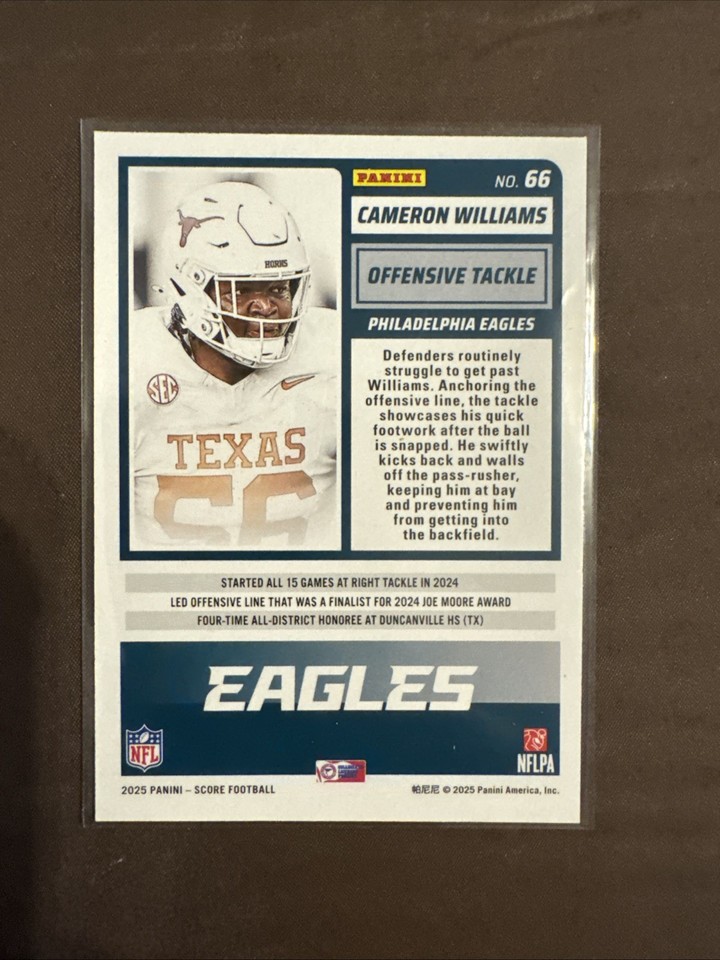 2025 Score - Rookies Cameron Williams #66 Green (RC) | eBay