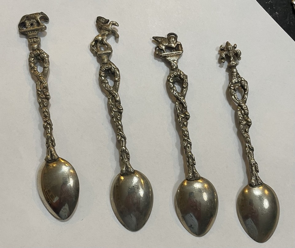 4 Montagnani Style Italy Stamped Demitasse Spoons Figural Vintage Free ...