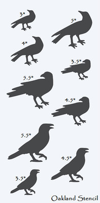 Primitive Crow STENCIL with 9 crows total--3 Different Crows in 3 Sizes ...
