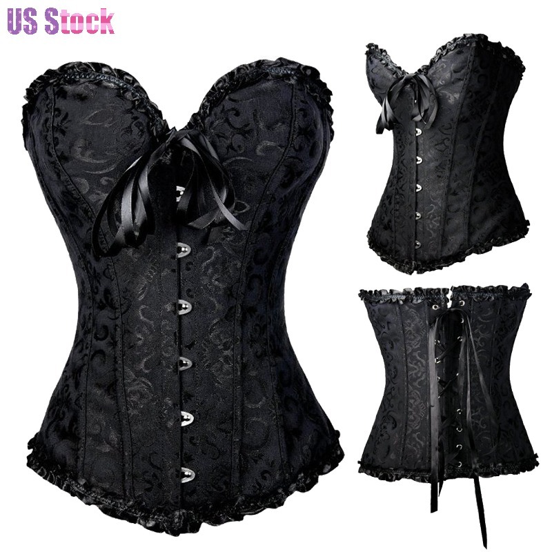 Black Steampunk Corsets Top Women Shaping Body Bustiers Basques Buckle ...