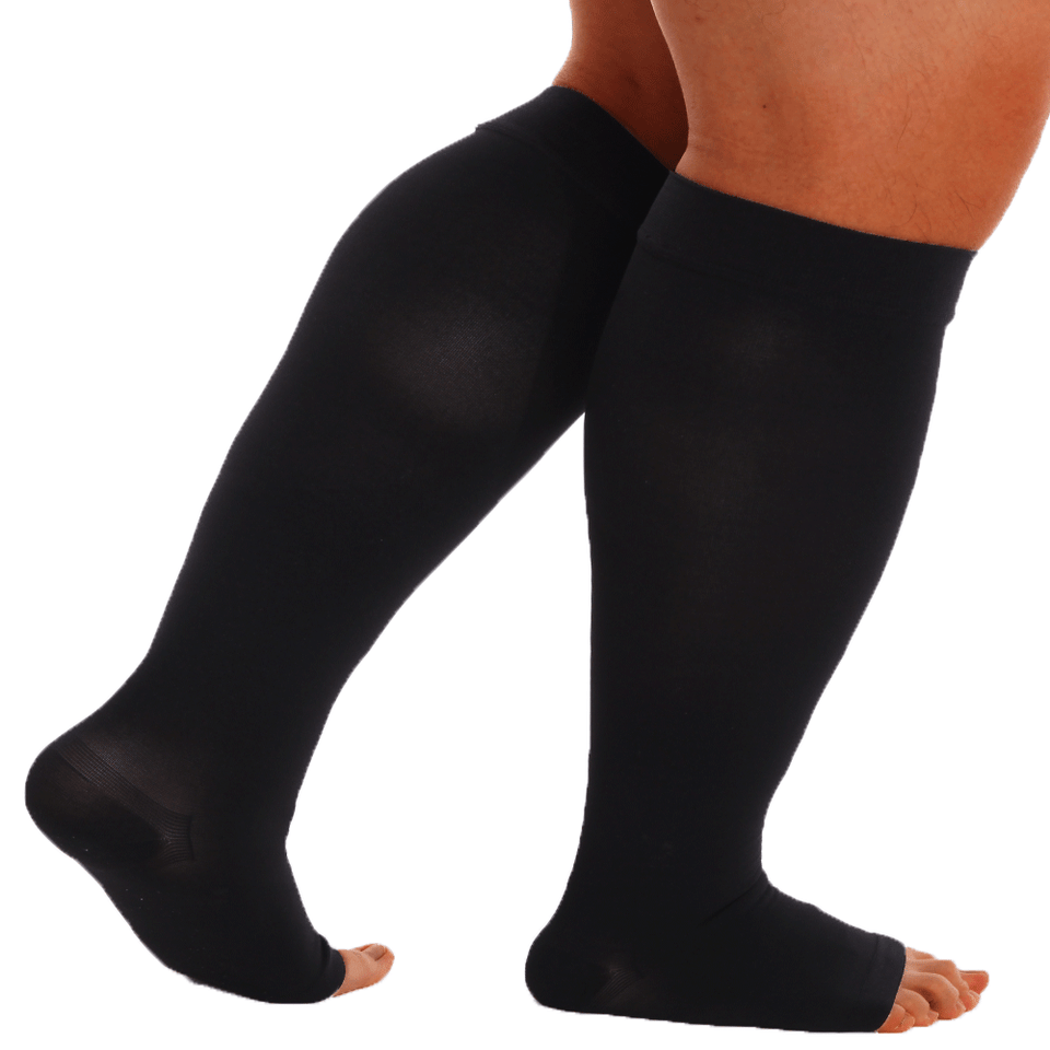 XL-7XL Plus Size Compression Socks 20-30 mmhg Extra Wide Calf Knee High ...