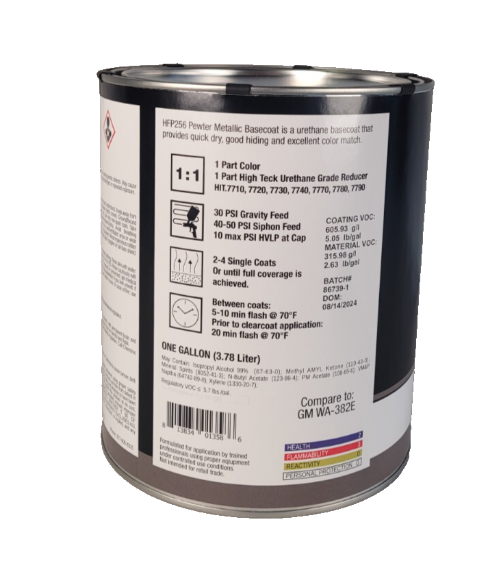 High Teck HFP256 GM 382E Pewter Metallic Basecoat Paint Gallon | eBay